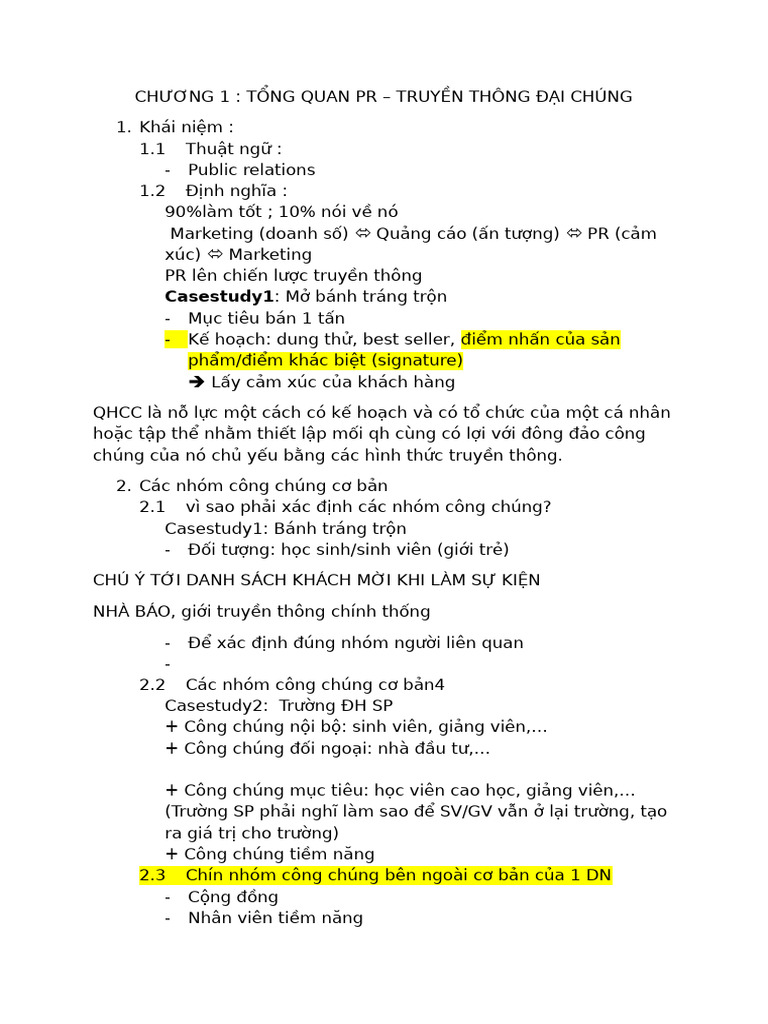 PR Truyen Thông Bài Học (1) | PDF