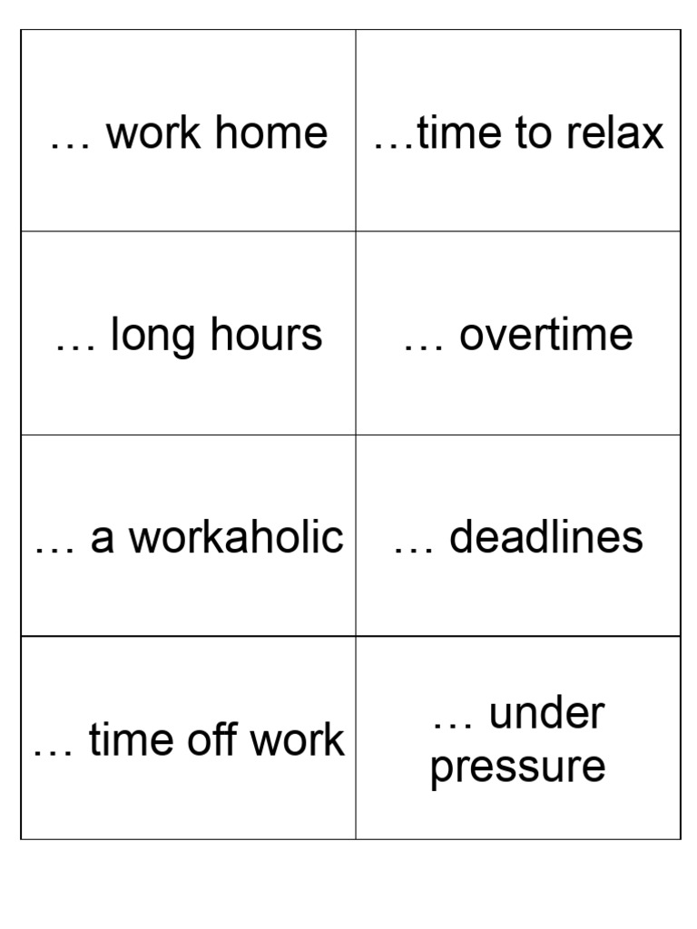 Collocations Work Vocab Building Quiz Quiz Trade Cards | PDF