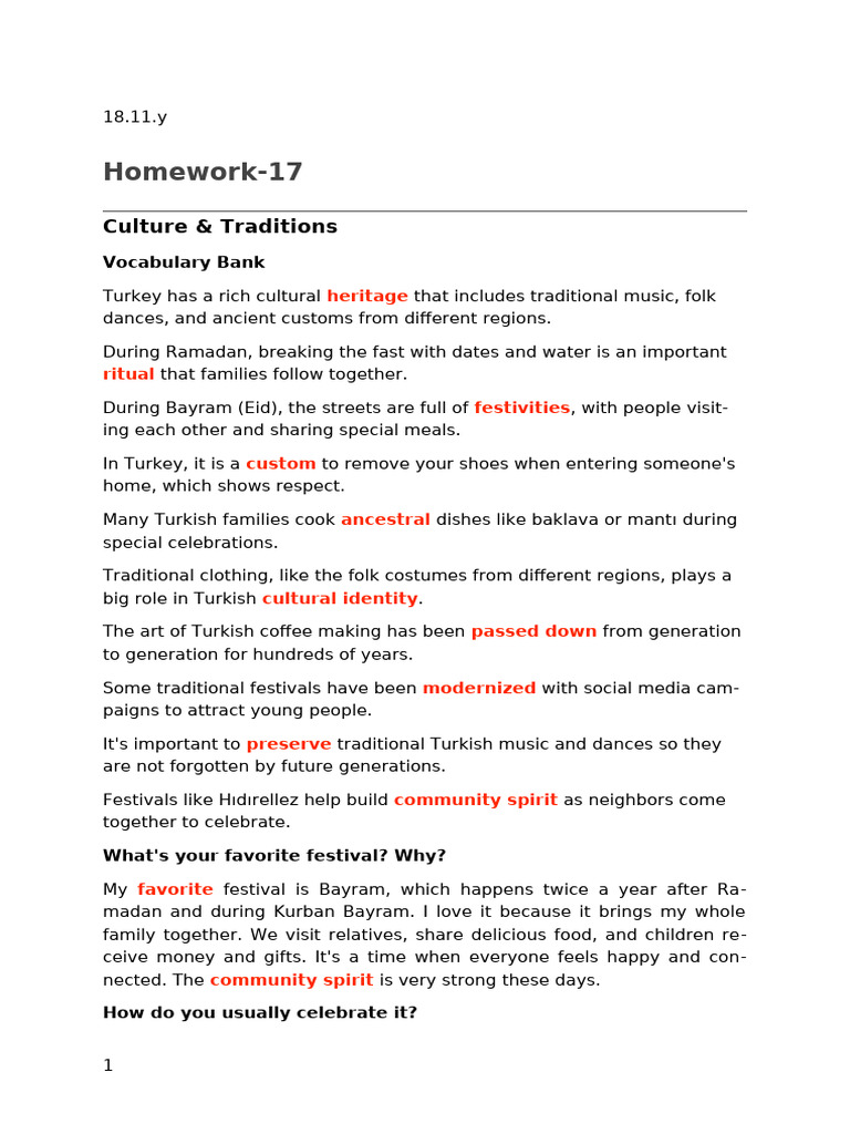 Homework-17 | PDF | Traditions