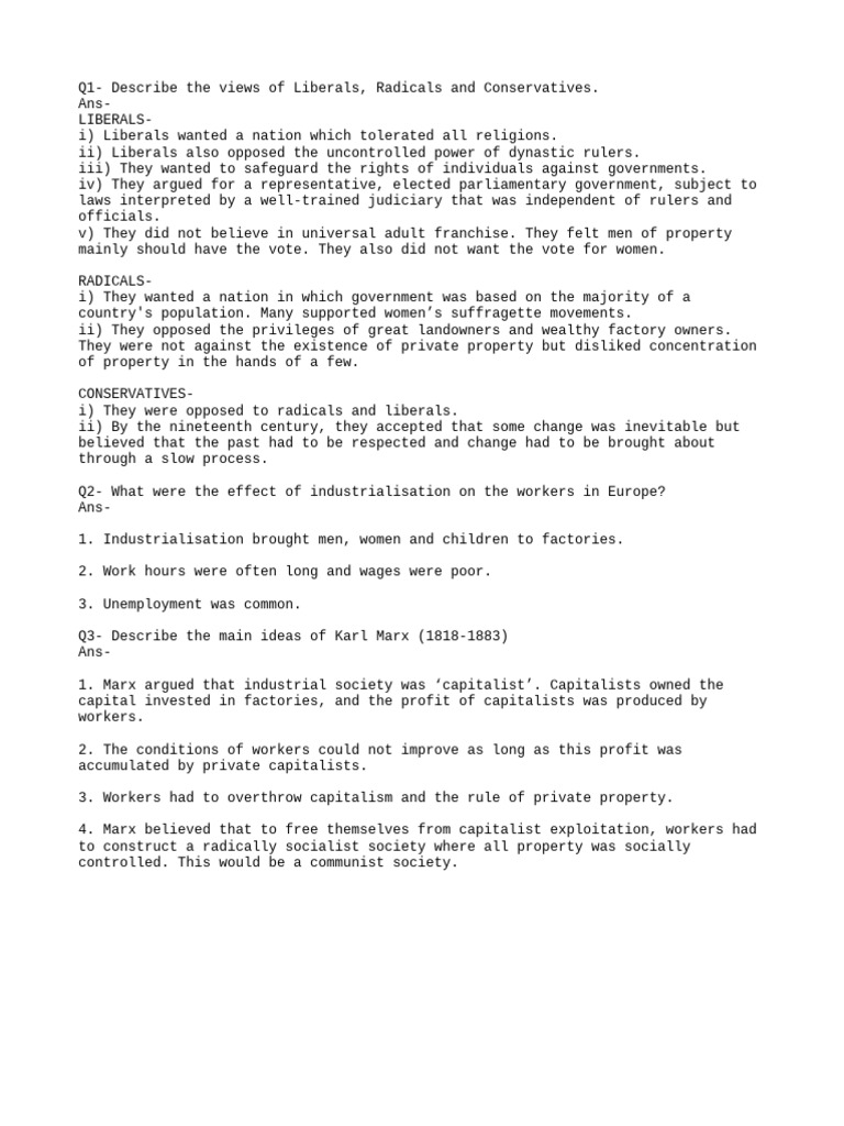 Q1 - Describe The Views of Liberals | PDF