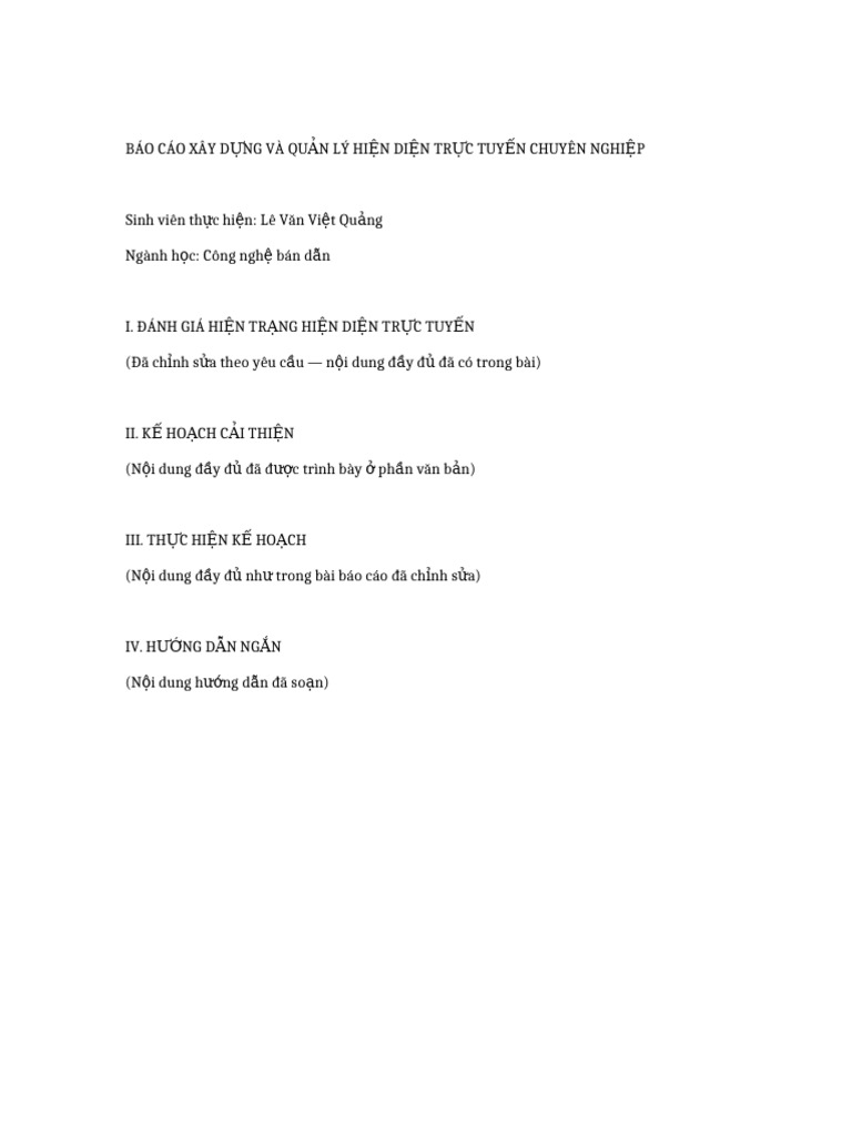 Bao Cao Hien Dien Truc Tuyen | PDF