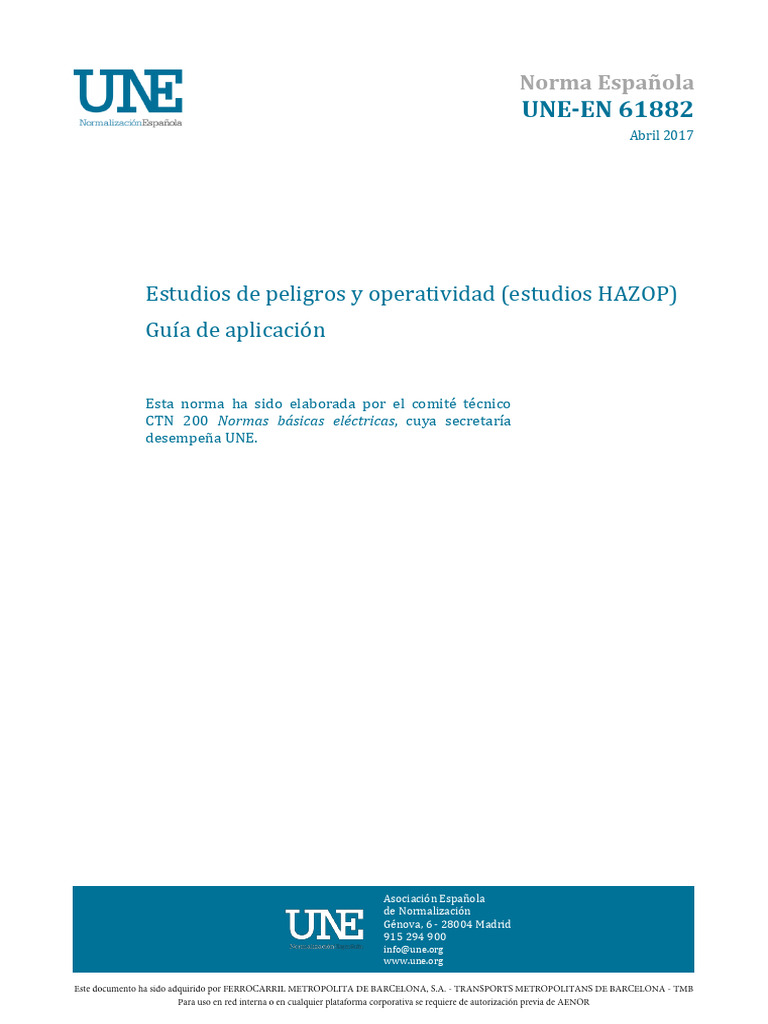 Iec Es 61882 2016 HAZOP | PDF | Riesgo | Comisión Electrotécnica ...