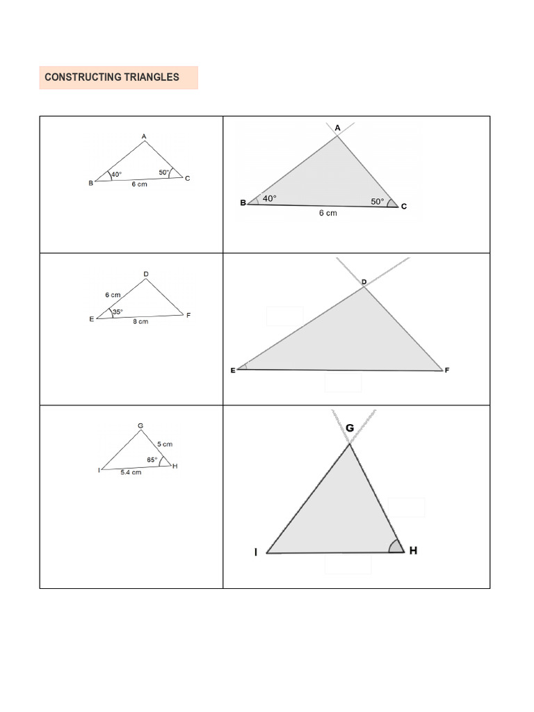 Constructing Triangles SOLUTIONS | PDF