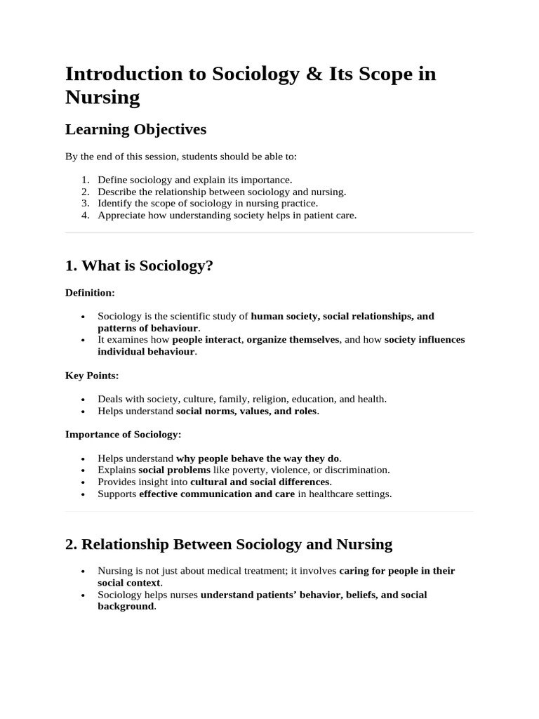 Sociology's Role in Nursing Practice | PDF | Sociology | Nursing