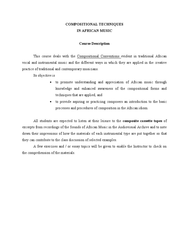 Compositional Techniques in African Music | PDF | Musical Compositions ...