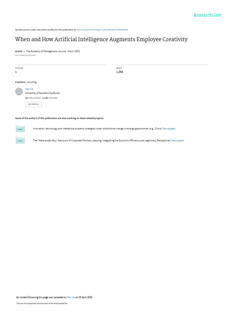 33. Xueming Luo (2023) | PDF | Creativity | Artificial Intelligence