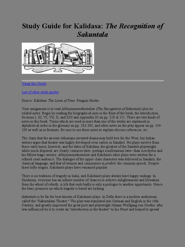 Kalidasa's Sakuntala Study Guide | PDF | Asceticism | Shiva