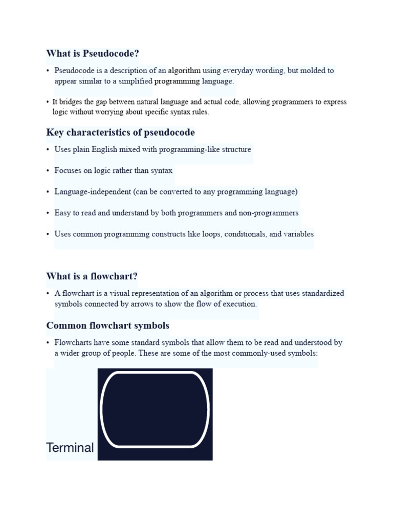 Pseudocode and Flowchart | PDF | Computer Program | Programming