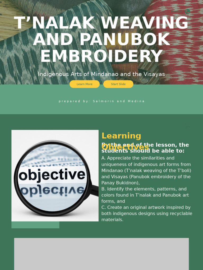 T’nalak Weaving & Panubok Embroidery | PDF