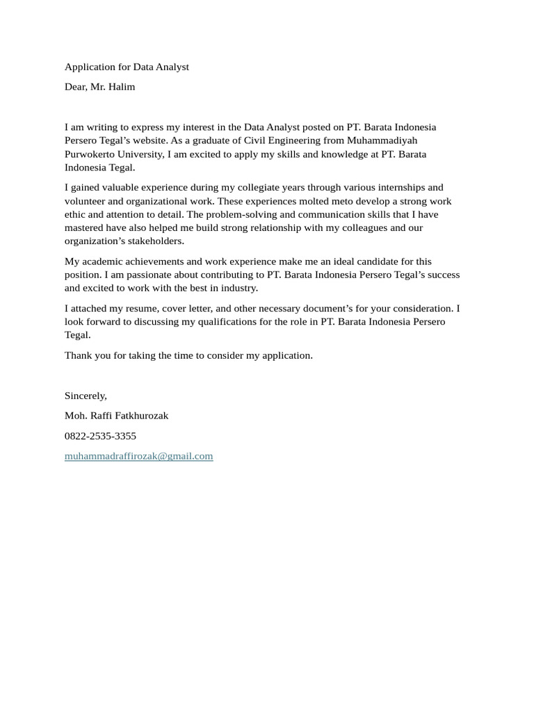 Application For Data Analyst Fathur | PDF