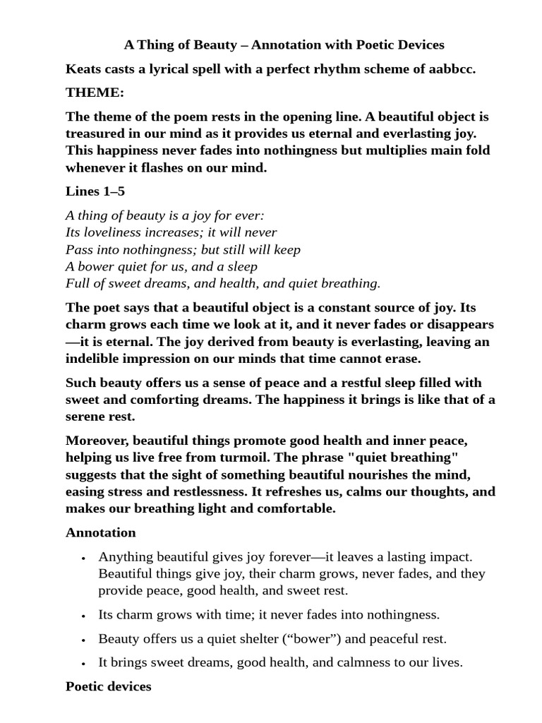 A Thing of Beauty 2025 | PDF | Beauty | John Keats