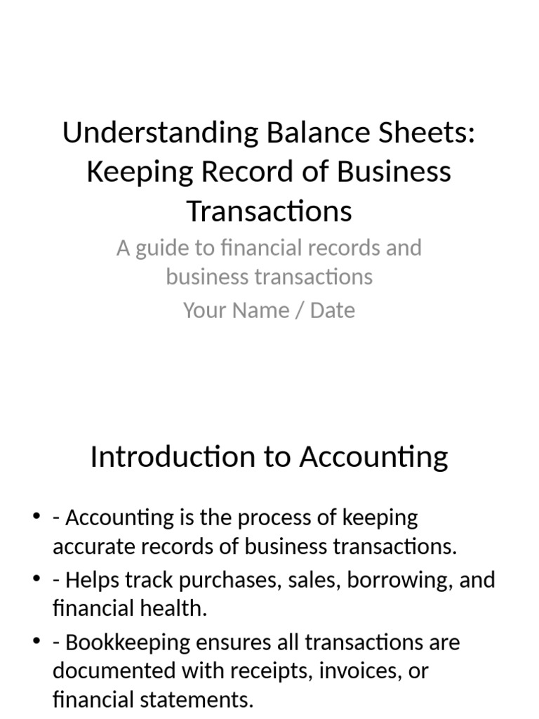 Balance Sheet Presentation | PDF