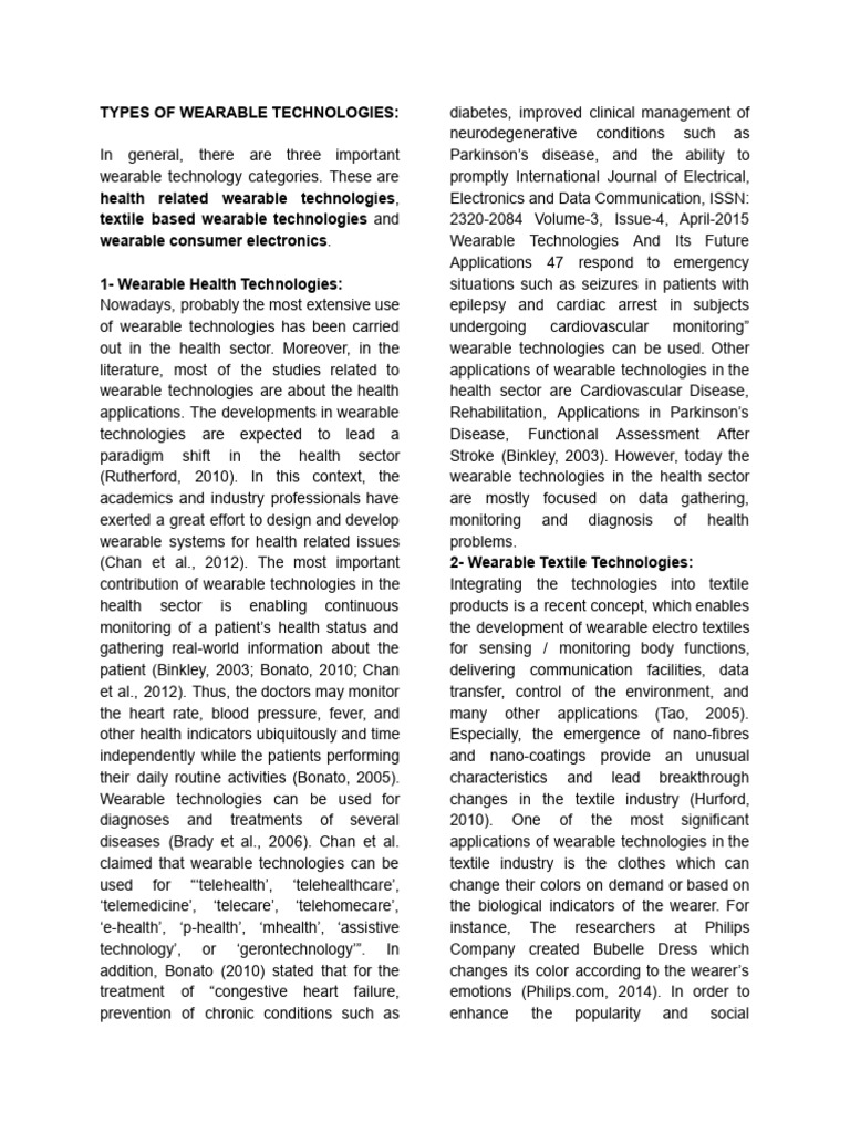 Types of Wearable Technologies Explained | PDF | Wearable Technology ...