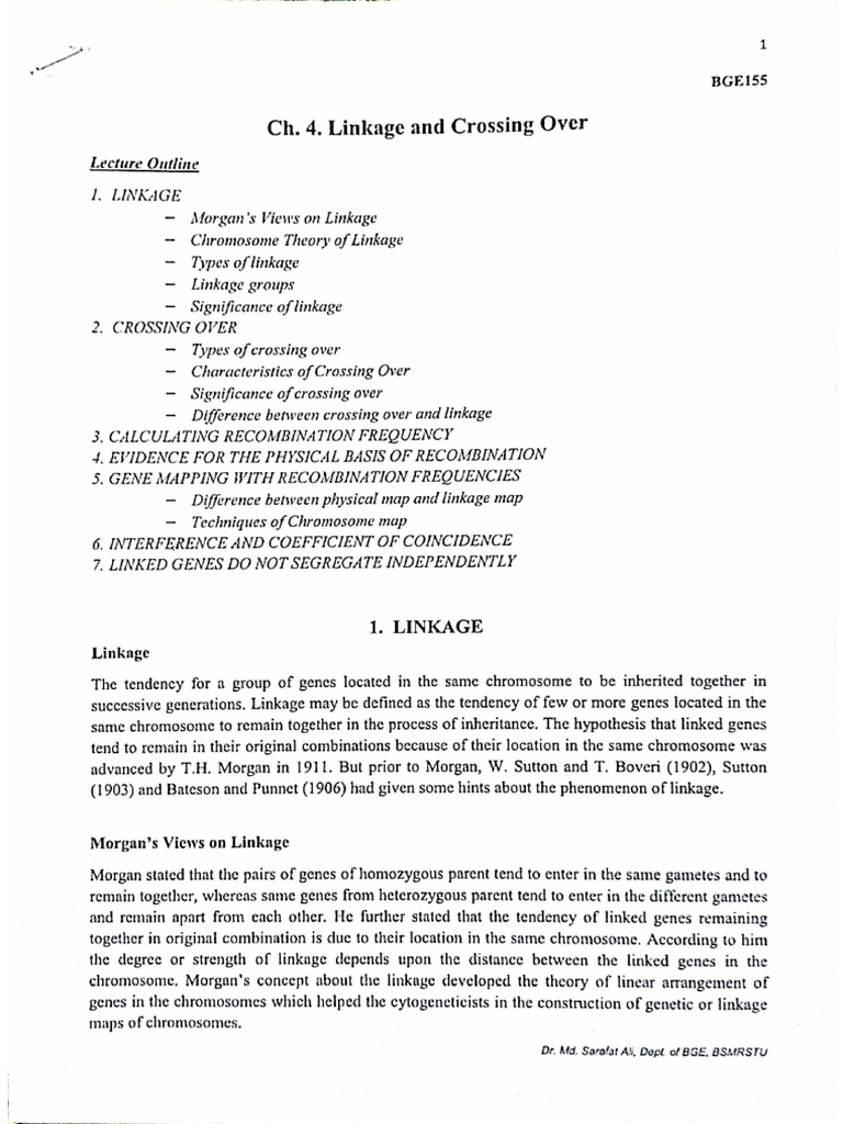 Ch.4.Linkage & Crossing Over | PDF