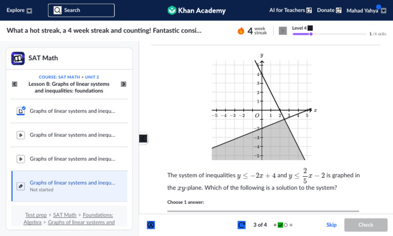Graphs of Linear Systems and Inequalities Foundations (Practice) Khan ...