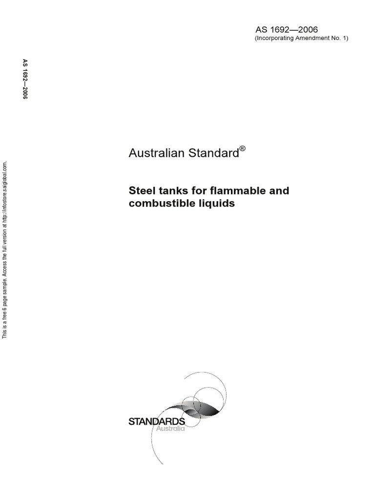 As 1692-2006 Steel Tanks For Flammable and Combustible Liquids | PDF ...