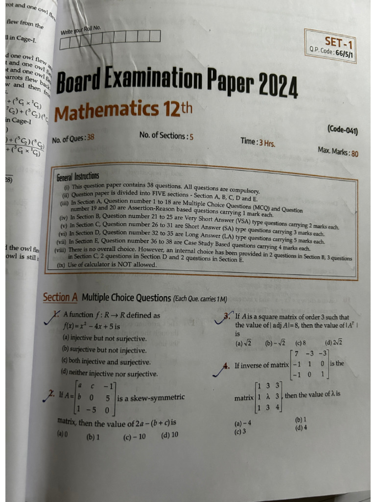 Board Examination Paper 2024 (Book) | PDF