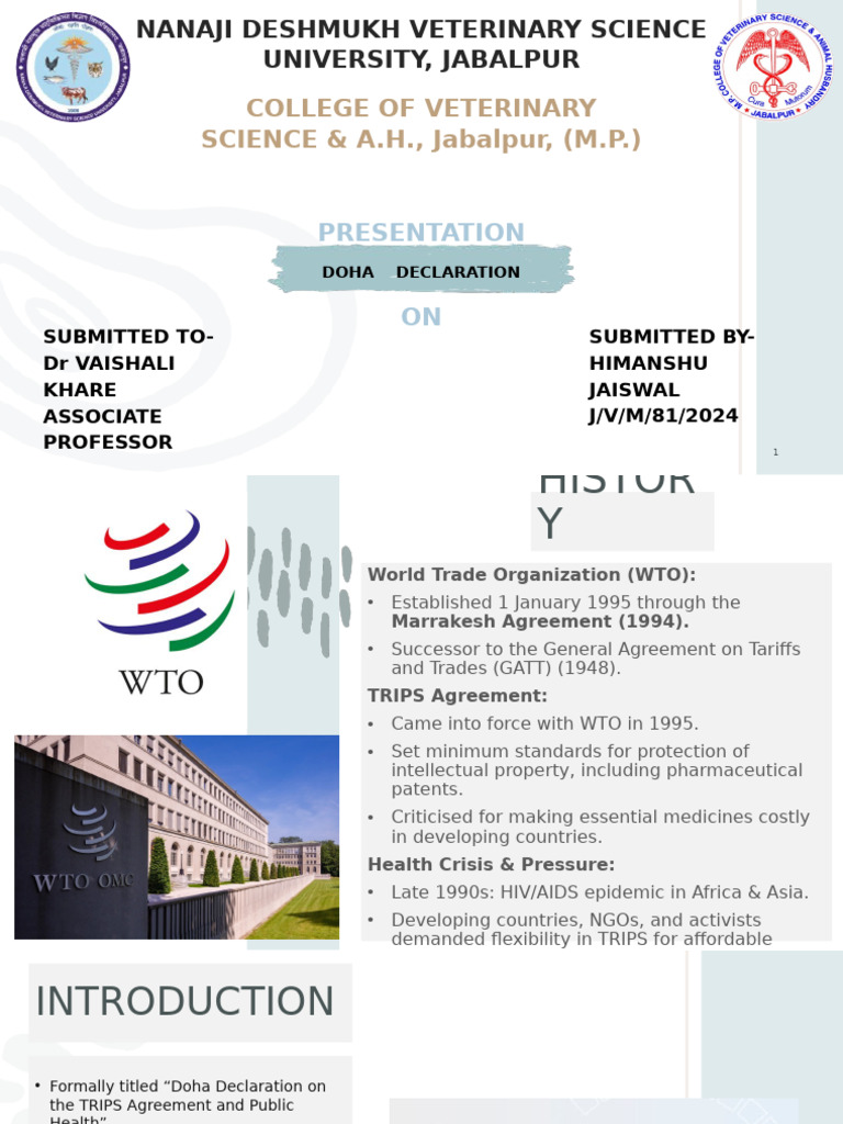 Doha Declaration on Public Health Impact | PDF | Trips Agreement ...