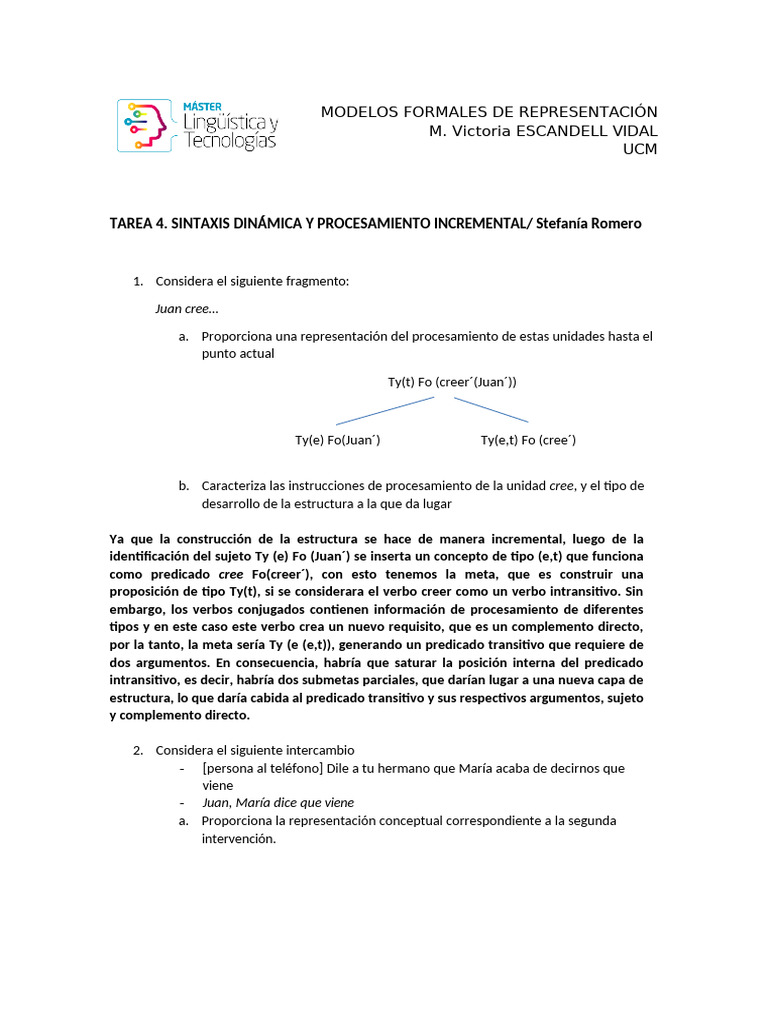 04 Tarea - Stefania | PDF | Verbo | Predicado (Gramática)