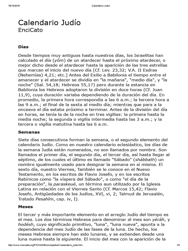 Calendario Judio | PDF | Calendario hebreo | Judios y judaísmo