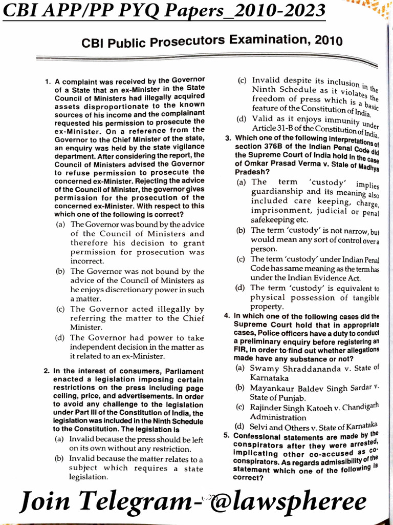 Cbi App&Pp Pyq Papers - 2010-2023 | PDF | Aiding And Abetting | Crimes