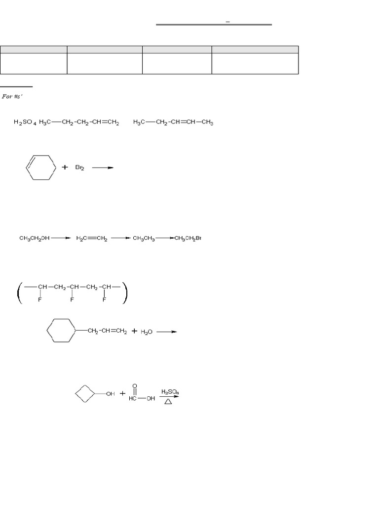 Organic Chemistry Unit Test 1 Guide | PDF | Chemical Reactions ...