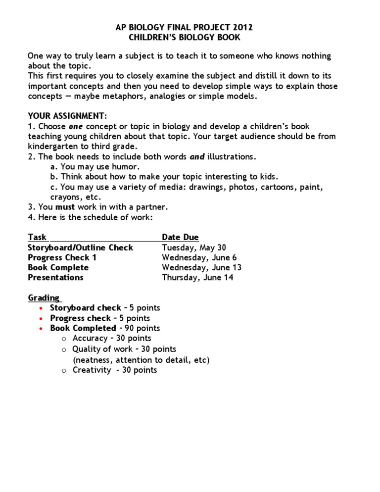 Children's Biology Book Project | PDF | Career & Growth | Self-Improvement