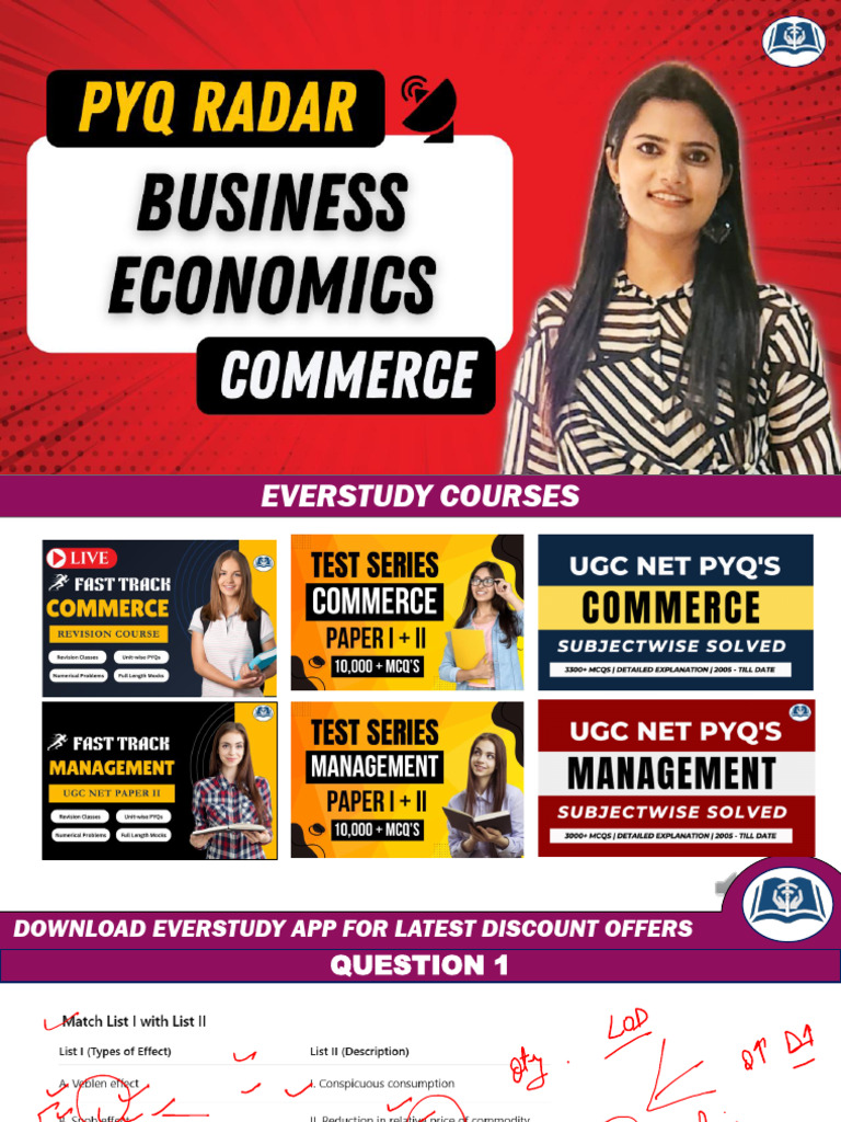 Business Economics - PYQ Radar - Commerce | PDF | Demand | Elasticity (Economics)