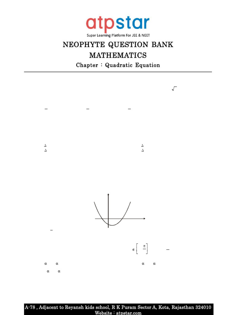 Quadratic Equations Question Bank | PDF | Quadratic Equation | Arithmetic