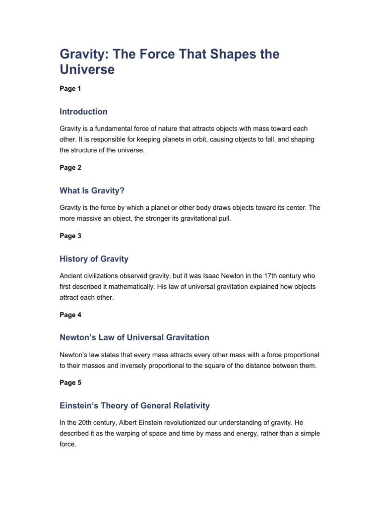 Gravity 10 Page | PDF