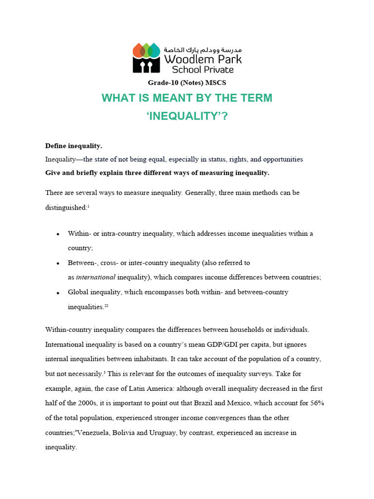 Understanding Inequality: Types & Measures | PDF | Economic Inequality ...