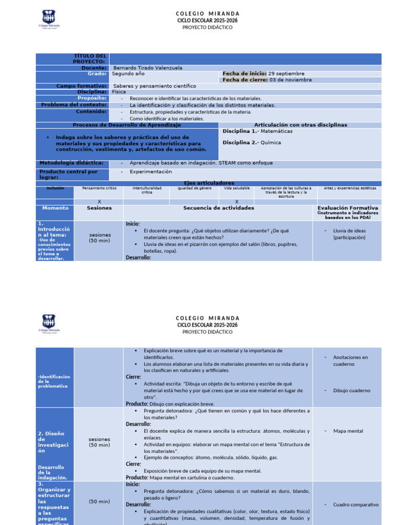 05 Plan Física 29-03 Octubre L6 Como Identificar a Los Materiales | PDF | Mezcla | Moléculas