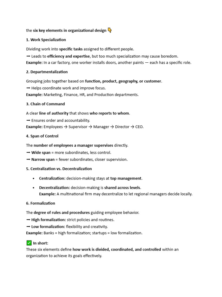 The Six Key Elements in Organizational Design ? | PDF | Decision Making ...