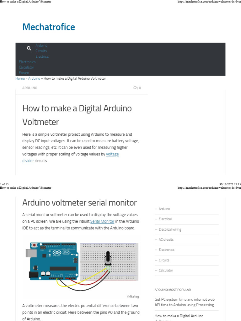 How to Make a Digital Arduino Voltmeter | PDF | Voltage | Arduino