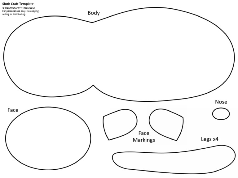 Sloth Craft Template for Personal Use | PDF