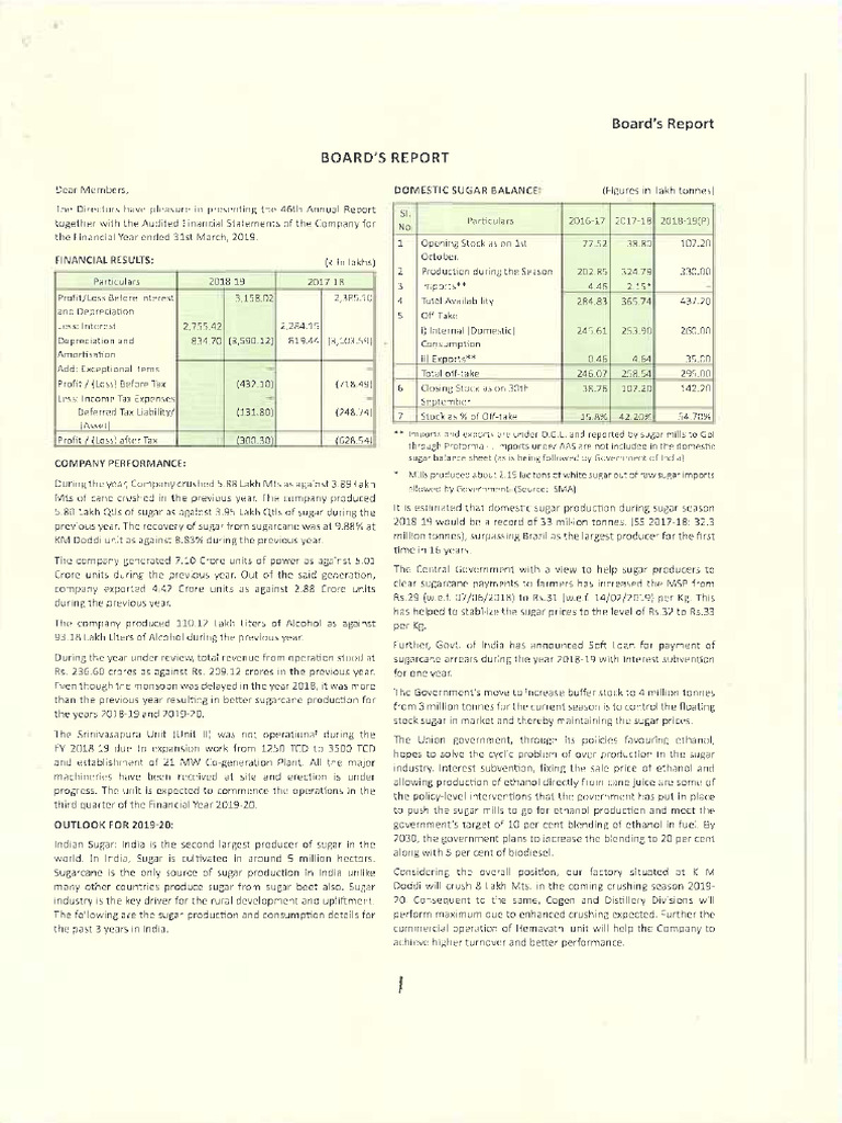 Board Report and Financial Statement | PDF