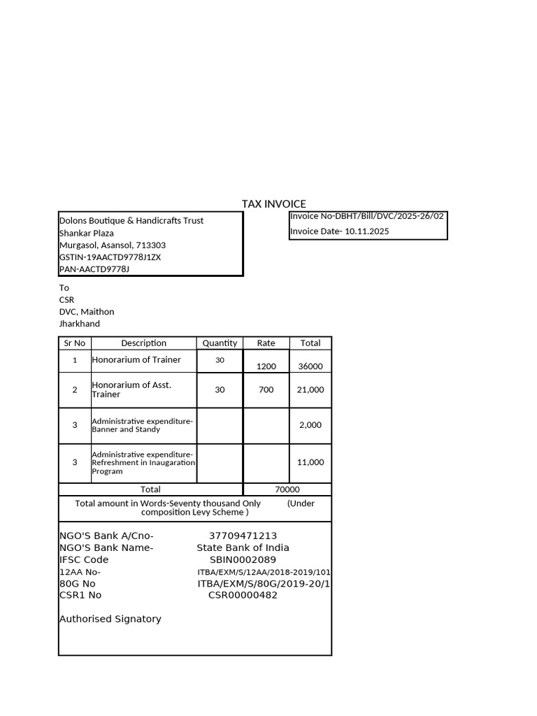 Tax Invoice DVC-2 | PDF