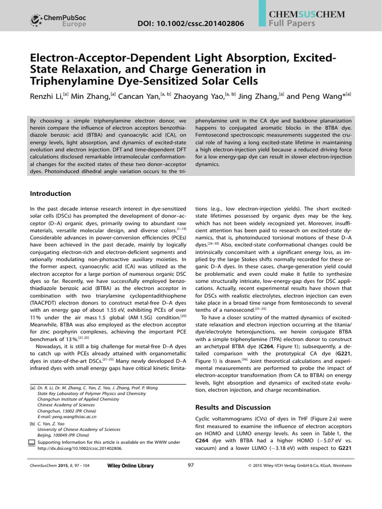 Electron-Acceptor-Dependent Light Absorption, Excited-State Relaxation ...