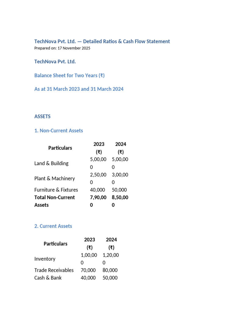 TechNova_Detailed | PDF | Equity (Finance) | Working Capital