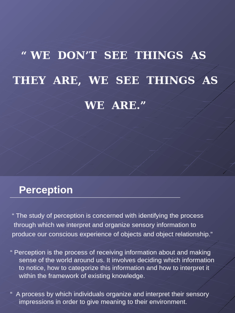 Understanding Perception in Organizations | PDF | Perception | Senses