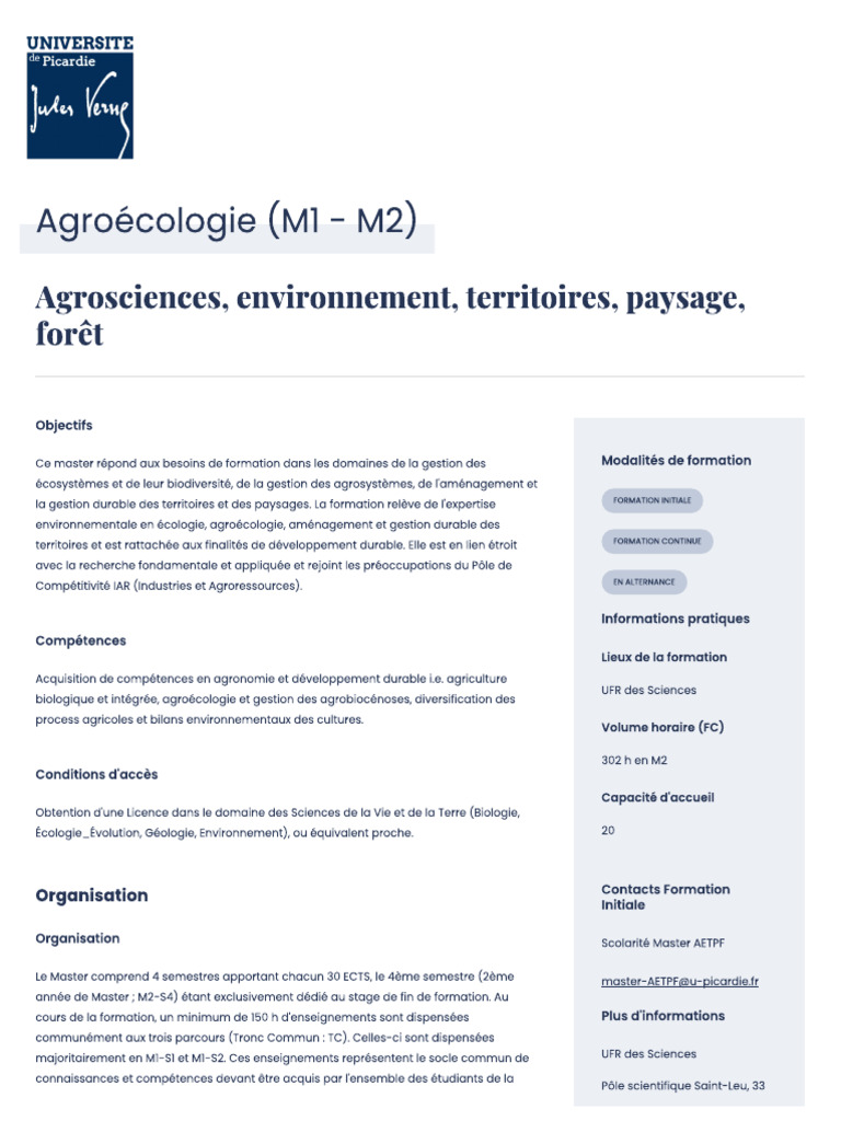 Agroecologie M1 M2 | PDF