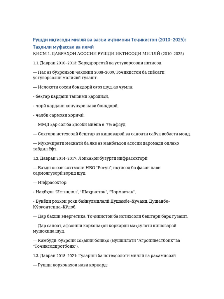 Rushdi Iqtisodi Va Ijtimoiyi 2010 2025 Beshtar Va Vozeh | PDF