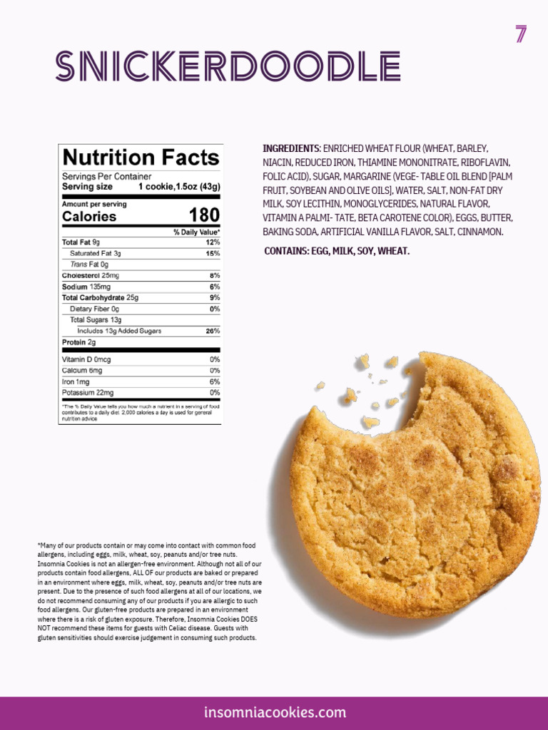 Nutritional Facts Snickerdoodle | PDF