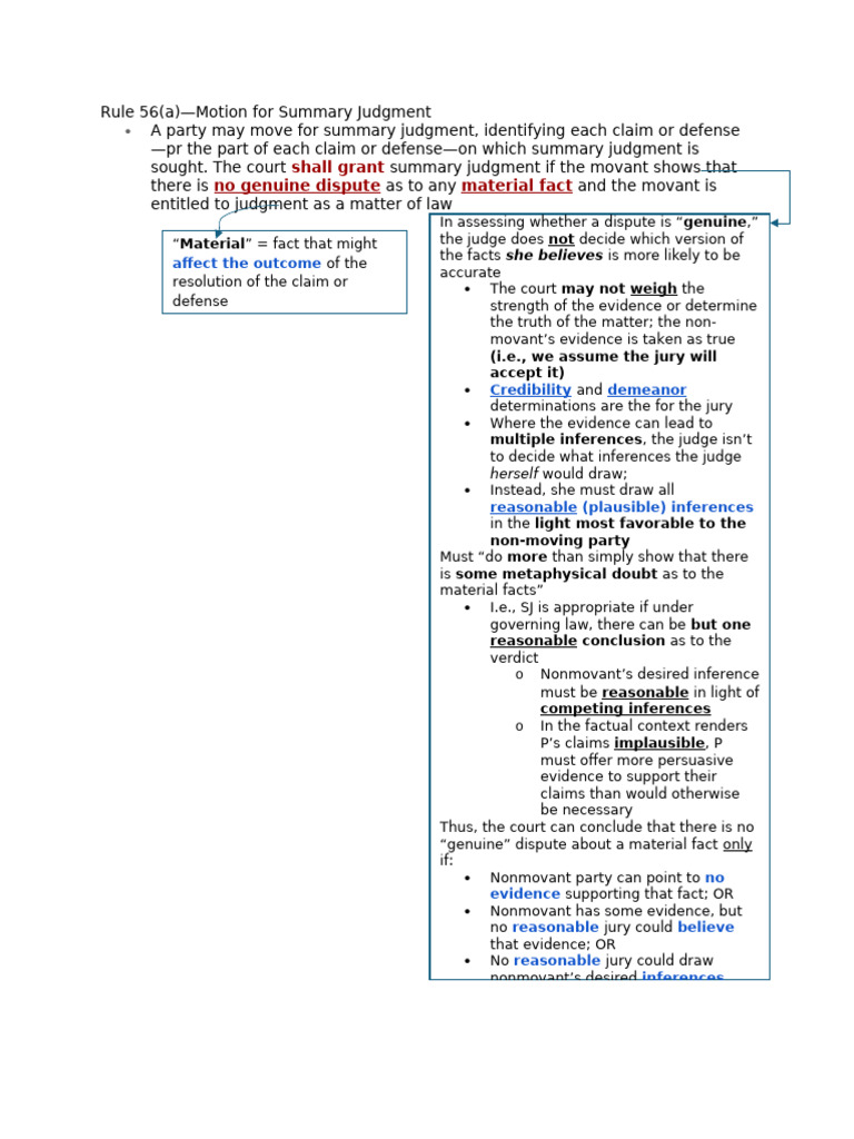 Summary Judgment Motion Guidelines | PDF | Summary Judgment | Judgment ...