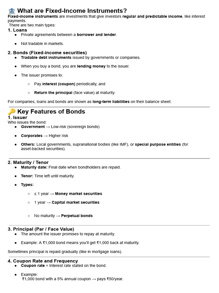 Understanding Fixed-Income Instruments | PDF | Bonds (Finance) | Yield ...