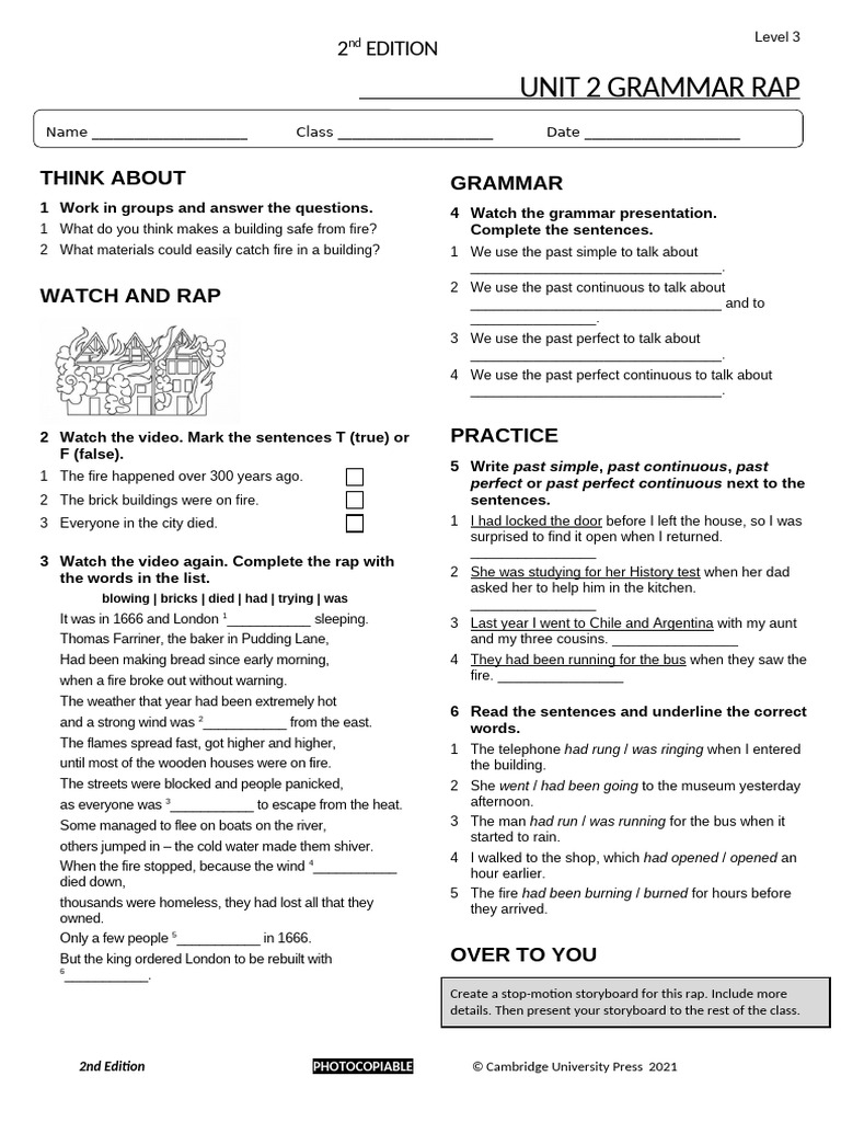 Thk2e BrE L3 Grammar Rap Unit 2 | PDF