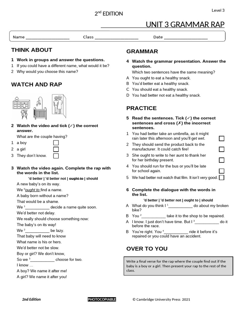 Level 3 Grammar Rap Activity | PDF | Linguistics