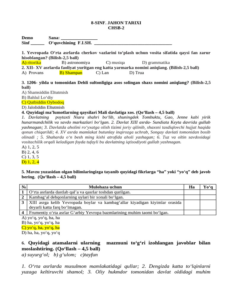 8 Jahon Demo | PDF