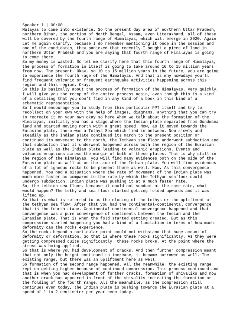 Geography Lecture 4 b - Upsc Free Course2 Transcript | PDF | Plate Tectonics | Volcano