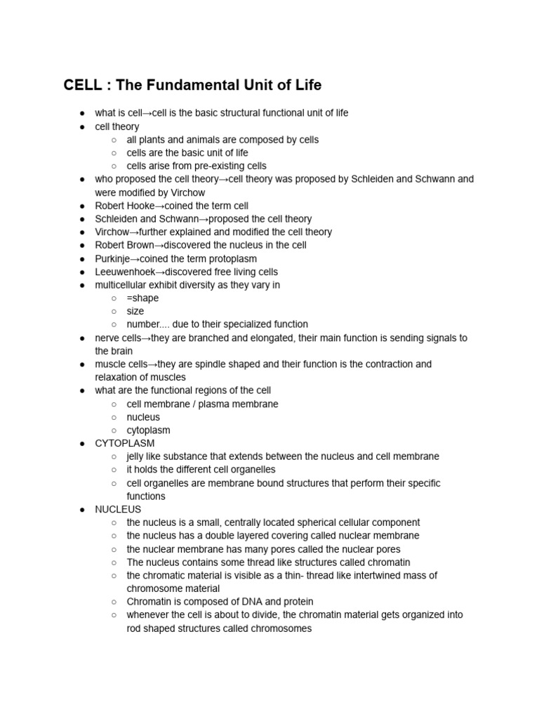CELL - The Fundamental Unit of Life | PDF | Cell (Biology ...